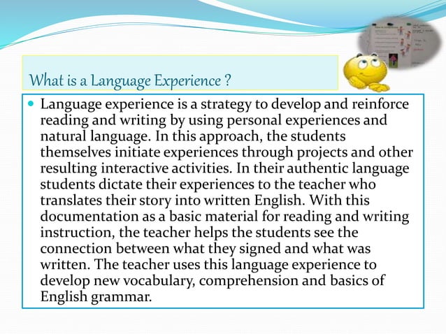 Language Experience Approach | PPTX | Homework and Study | Education