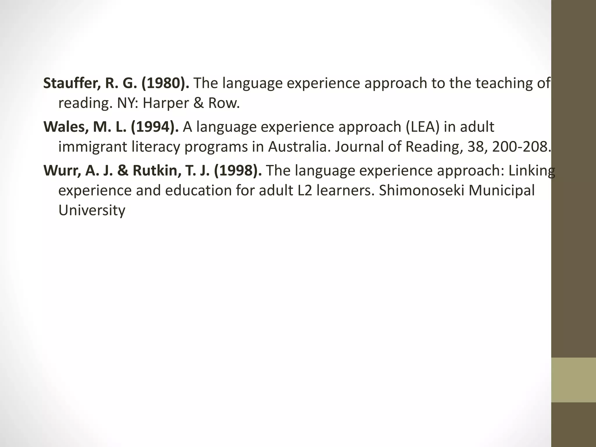 The Language Experience Approach | PPTX