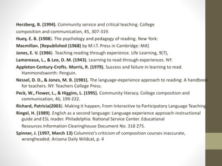 The Language Experience Approach | PPTX