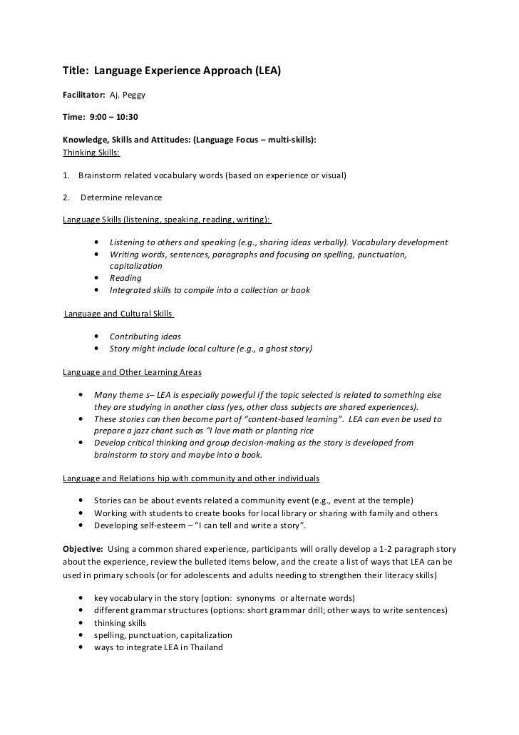 Language experience approach .msw03