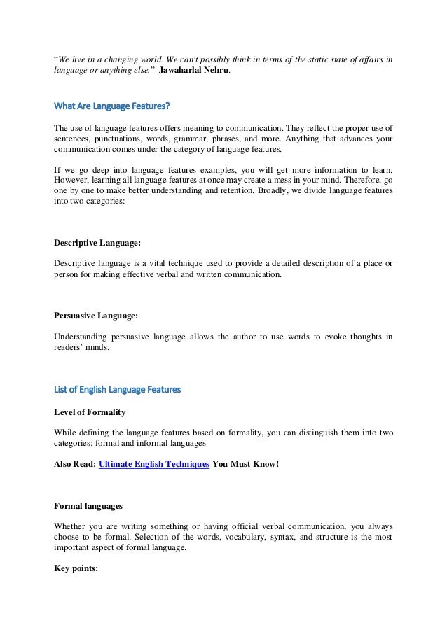 Learn language features and techniques with examples | PDF Learn language features and techniques with examples | PDF