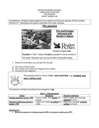 Passive tense and reading | DOCX