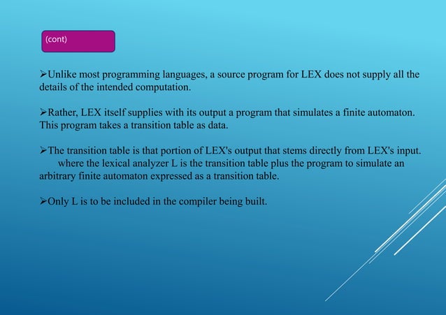Language for specifying lexical Analyzer | PPTX | Programming Languages | Computing