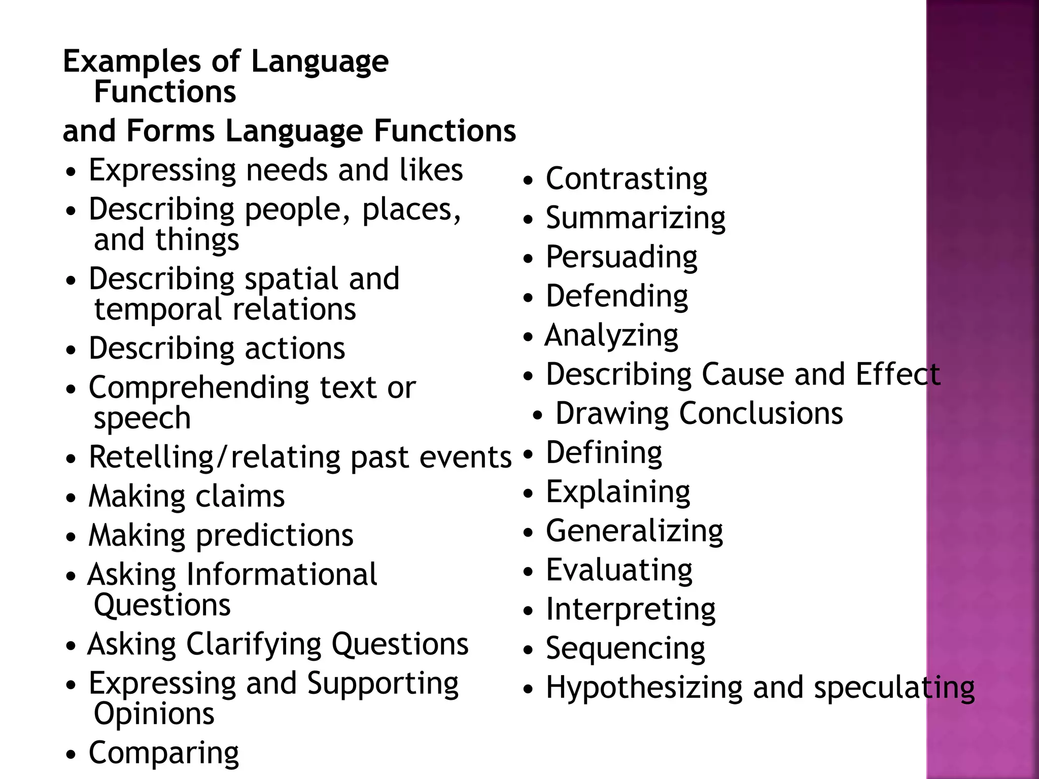 Language functions - alexis john b. benedicto | PPT