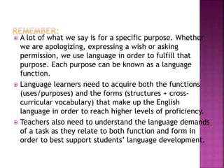 Language functions - alexis john b. benedicto | PPT