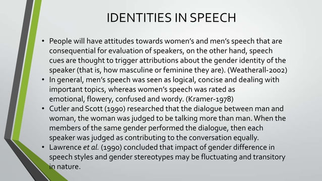 Language, gender and discourse identity | PPTX