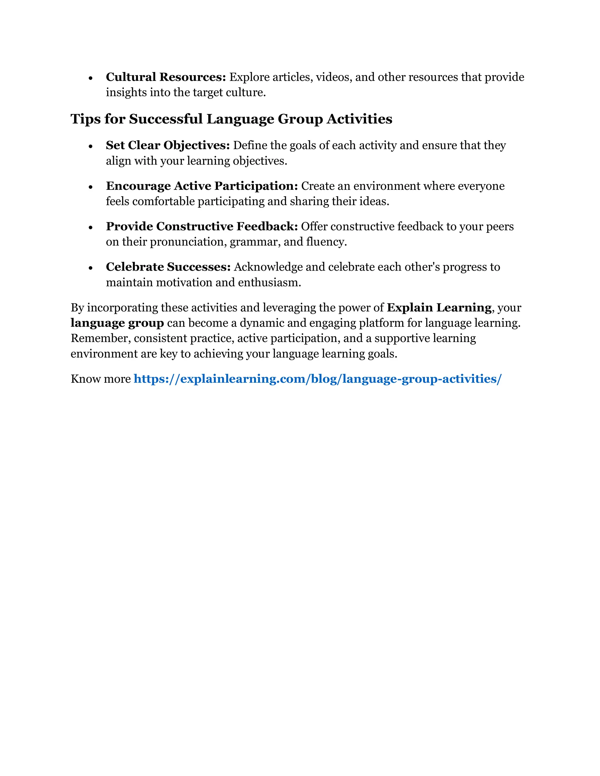 Language Group Activities That Promote Speaking, Listening, and ...