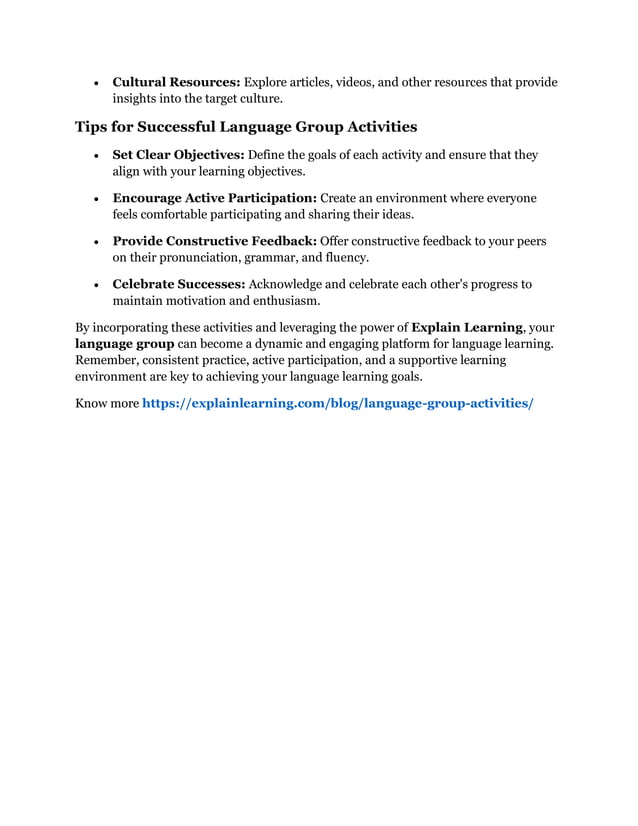 Language Group Activities That Promote Speaking, Listening, and ...
