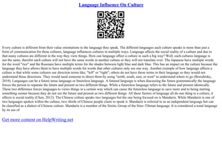 Language Influence On Culture | PDF