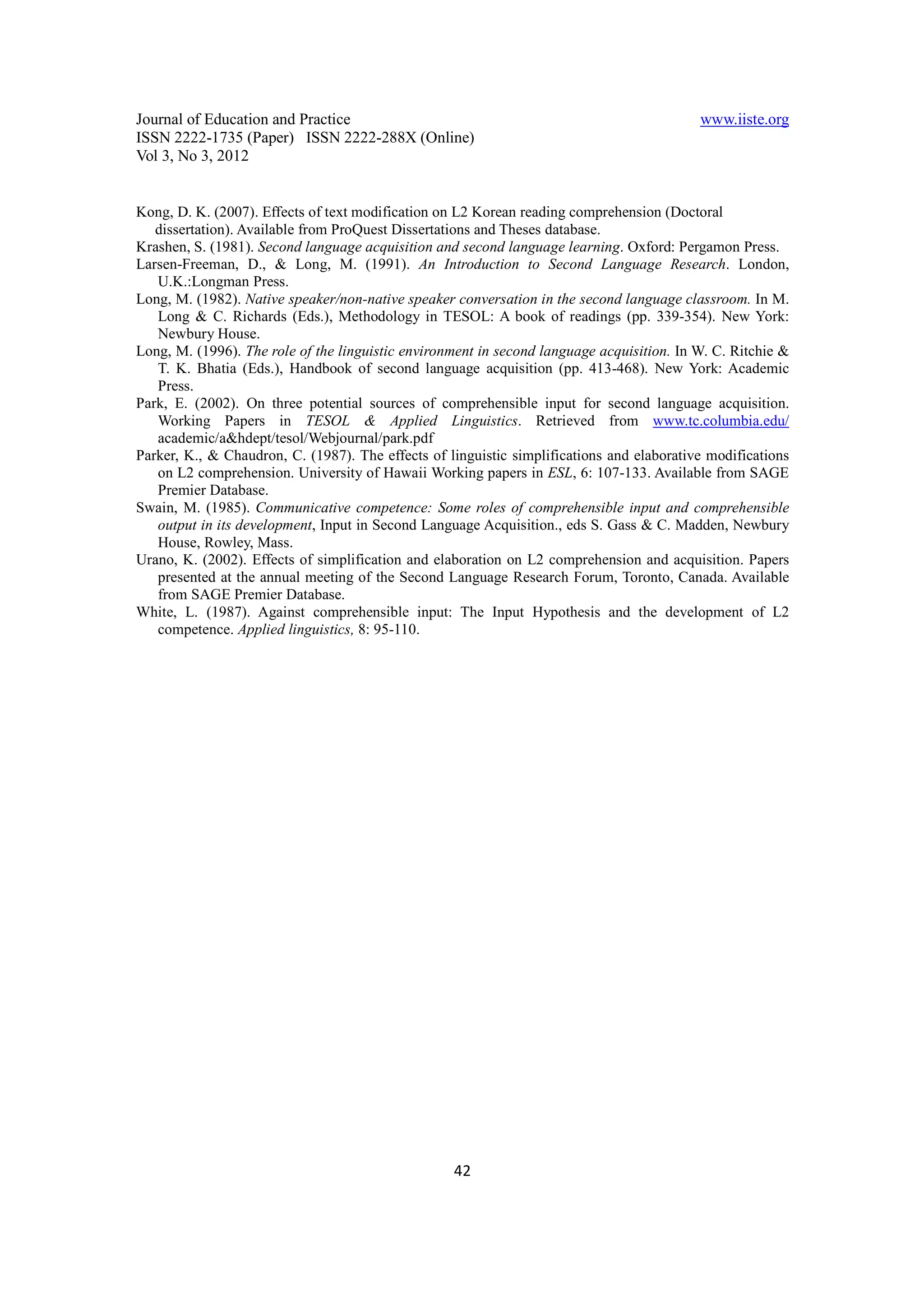 Language input and second language acquisition | PDF