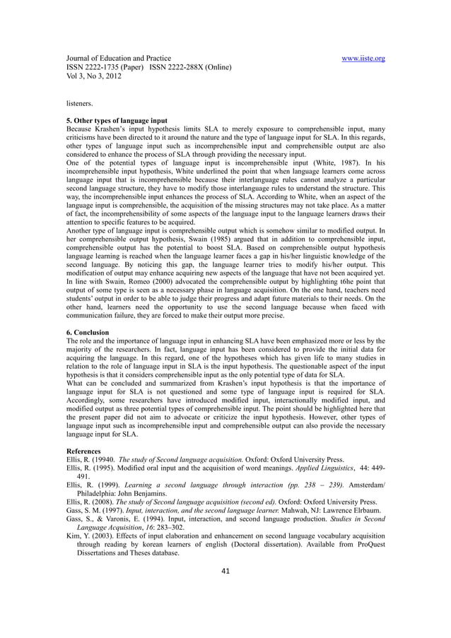 Language input and second language acquisition | PDF