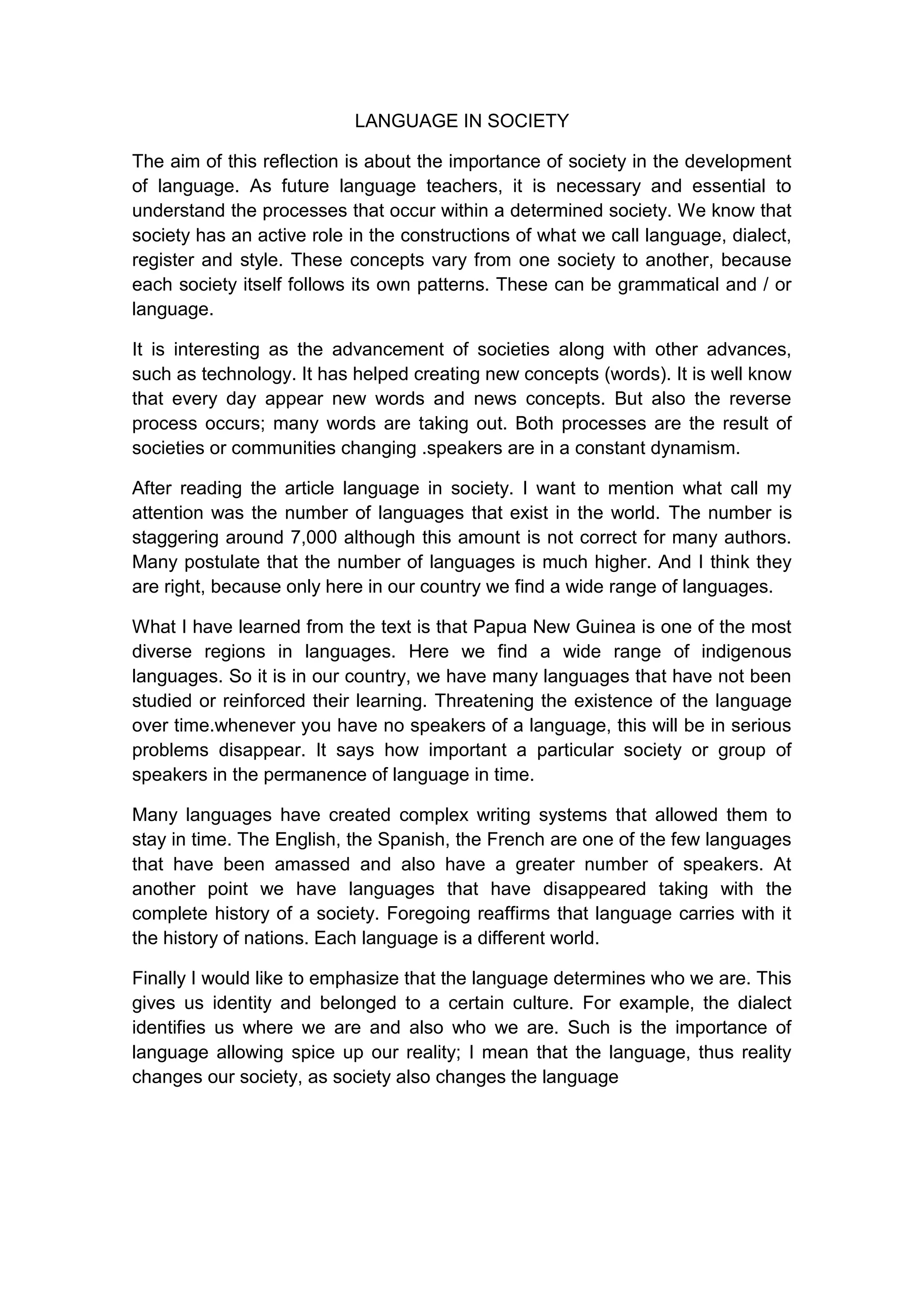 Language in society | DOCX