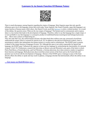Language Is An Innate Function Of Human Nature | PDF