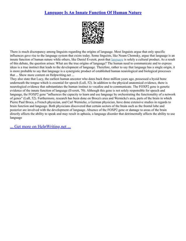 Language Is An Innate Function Of Human Nature | PDF