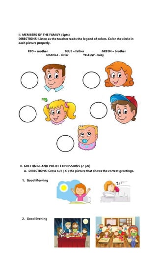 Kinder 1 Language 1st Grading Periodical Exam SY:2017-2018 | DOCX