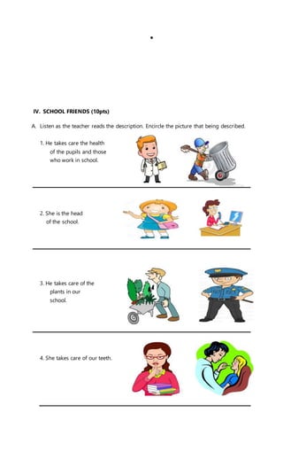 Kinder 1 Language 1st Grading Periodical Exam SY:2017-2018