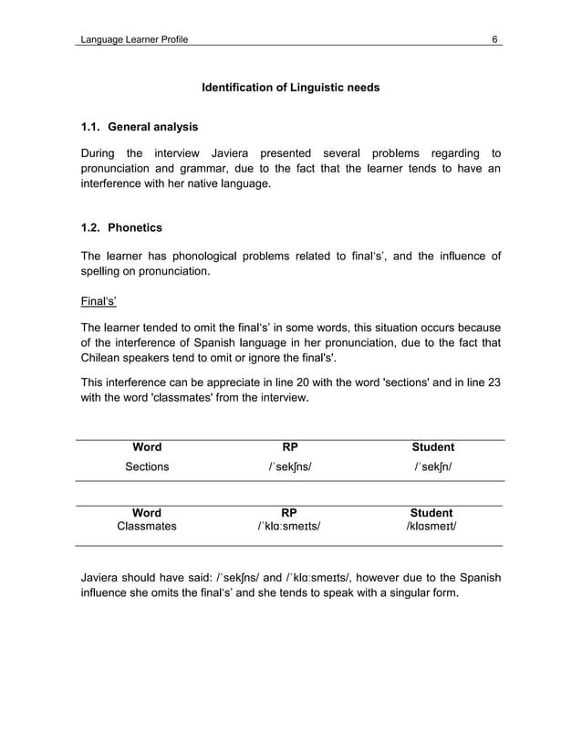 Language learner profile | PDF