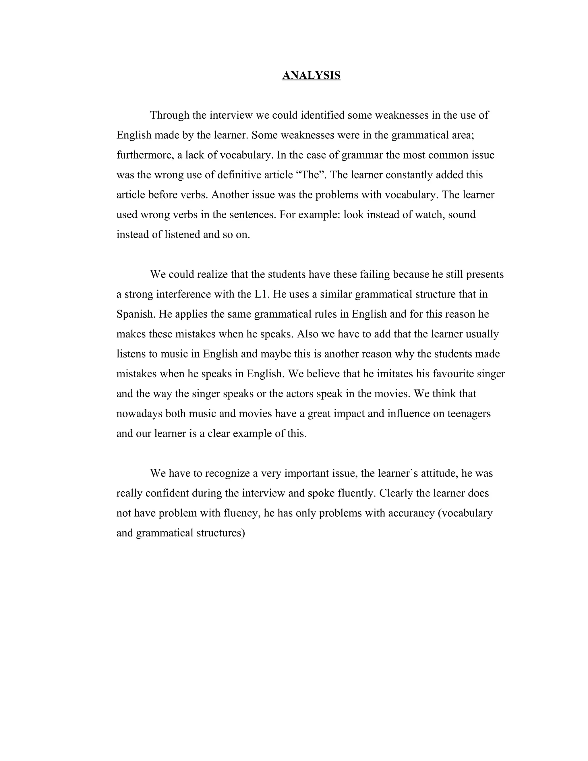 Language learner profile | DOC | Education