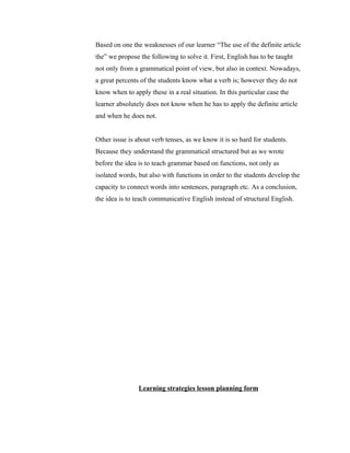 Language learner profile | DOC | Education