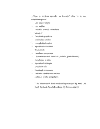 Language learner profile | DOC | Education