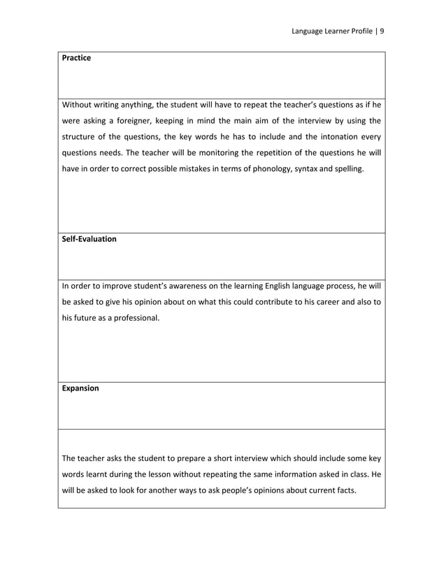 Language Learner Profile | PDF