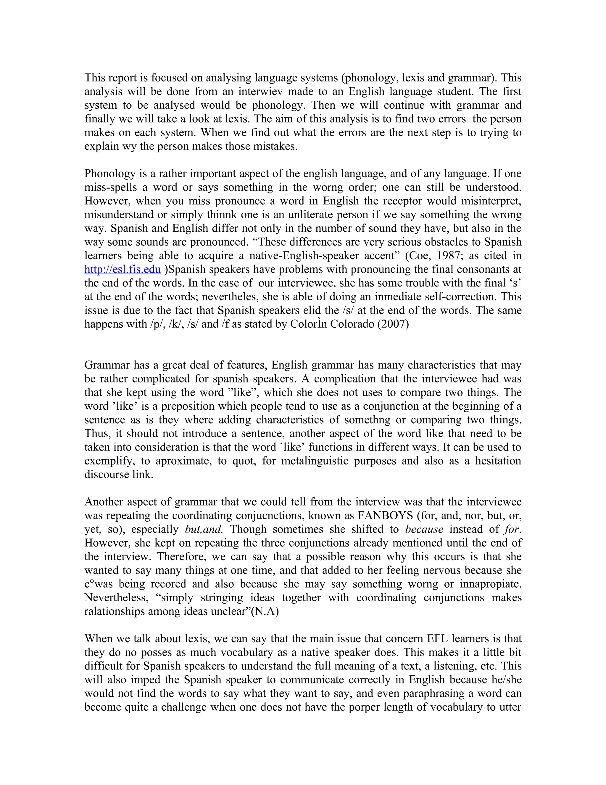 Language learner profile. | DOC