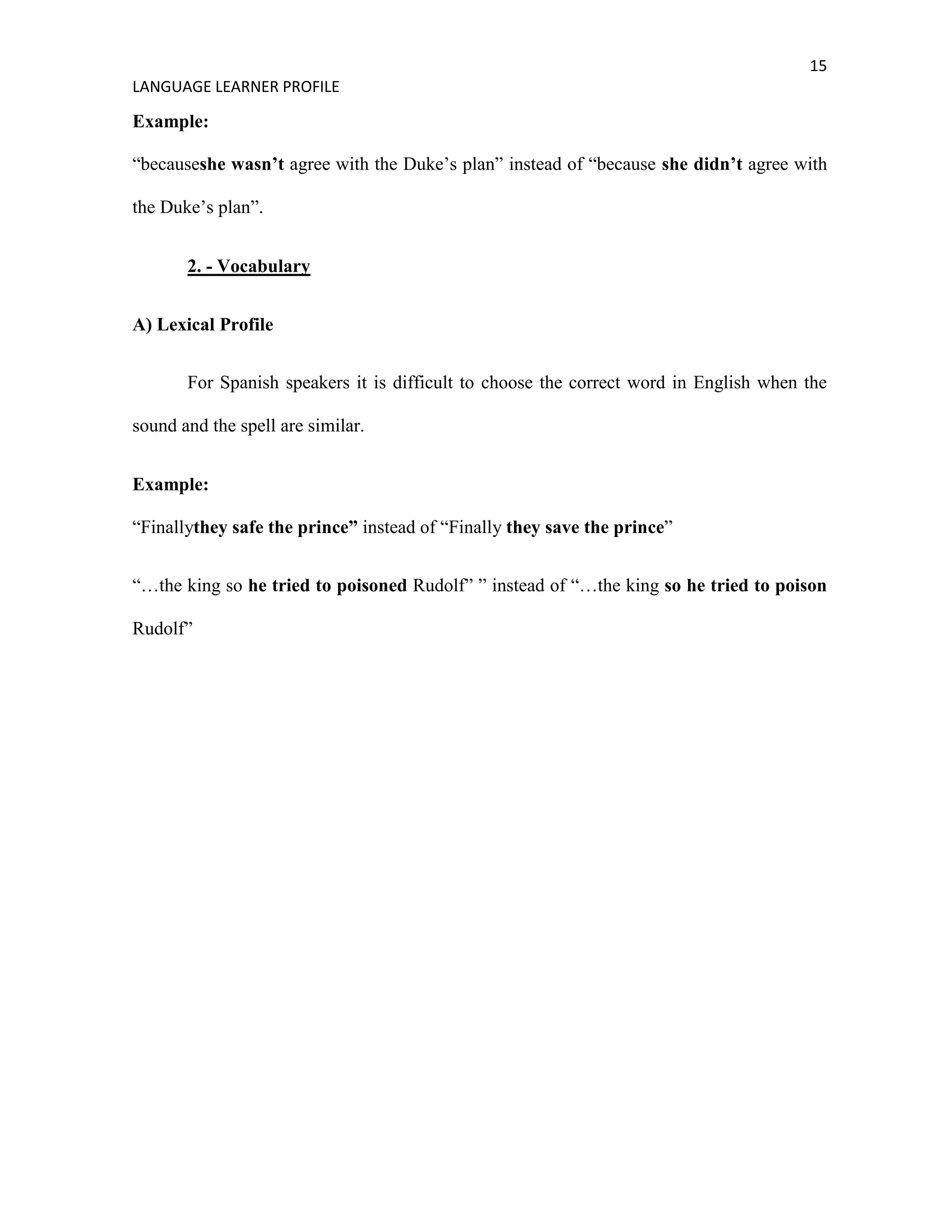 Language learner profile | DOCX