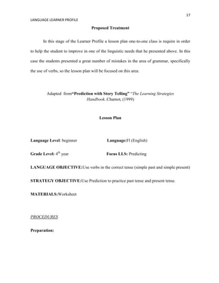 Language learner profile | DOCX | Educational Assessment | Education