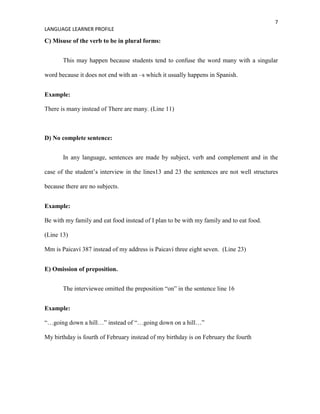 Language learner profile | DOCX | Educational Assessment | Education