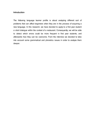 Language learner profile. | DOCX | Education