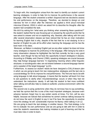 Language learner profile methodology final | DOCX | Educational ...