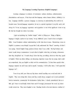 Language learning experience | DOCX | Education
