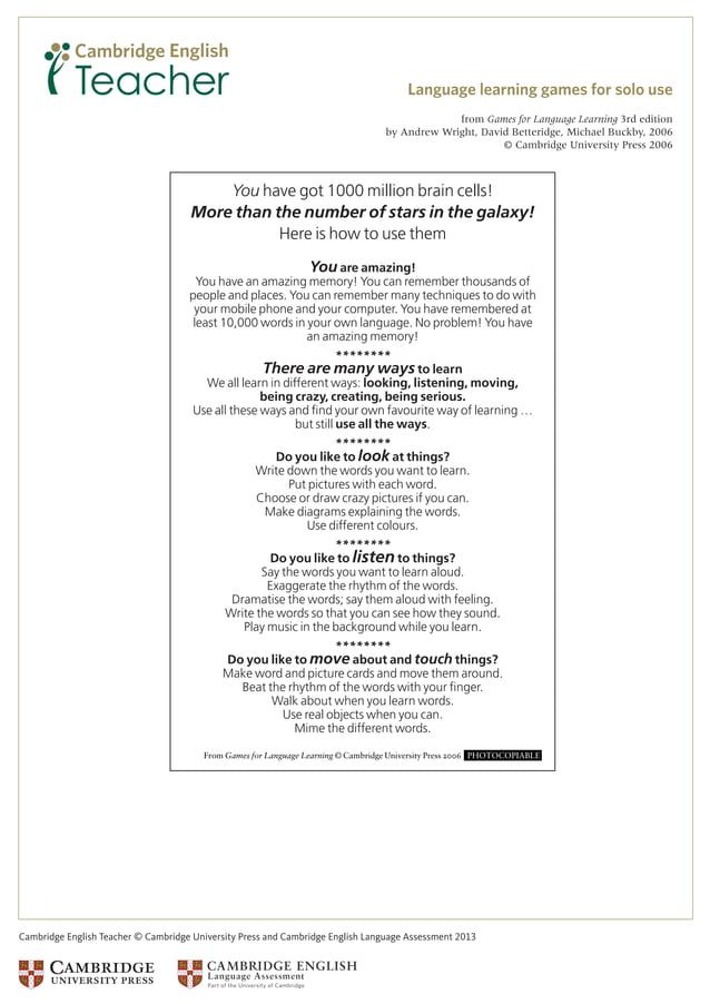 Language learning games for solo use | PDF | Board Games and Puzzles ...