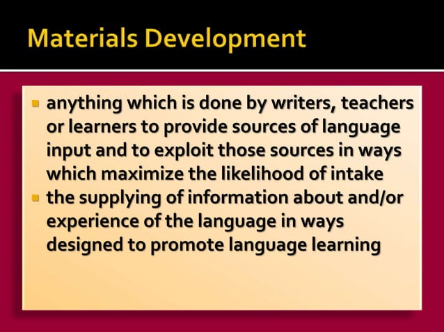Language Learning Materials Development Language Learning Materials Development