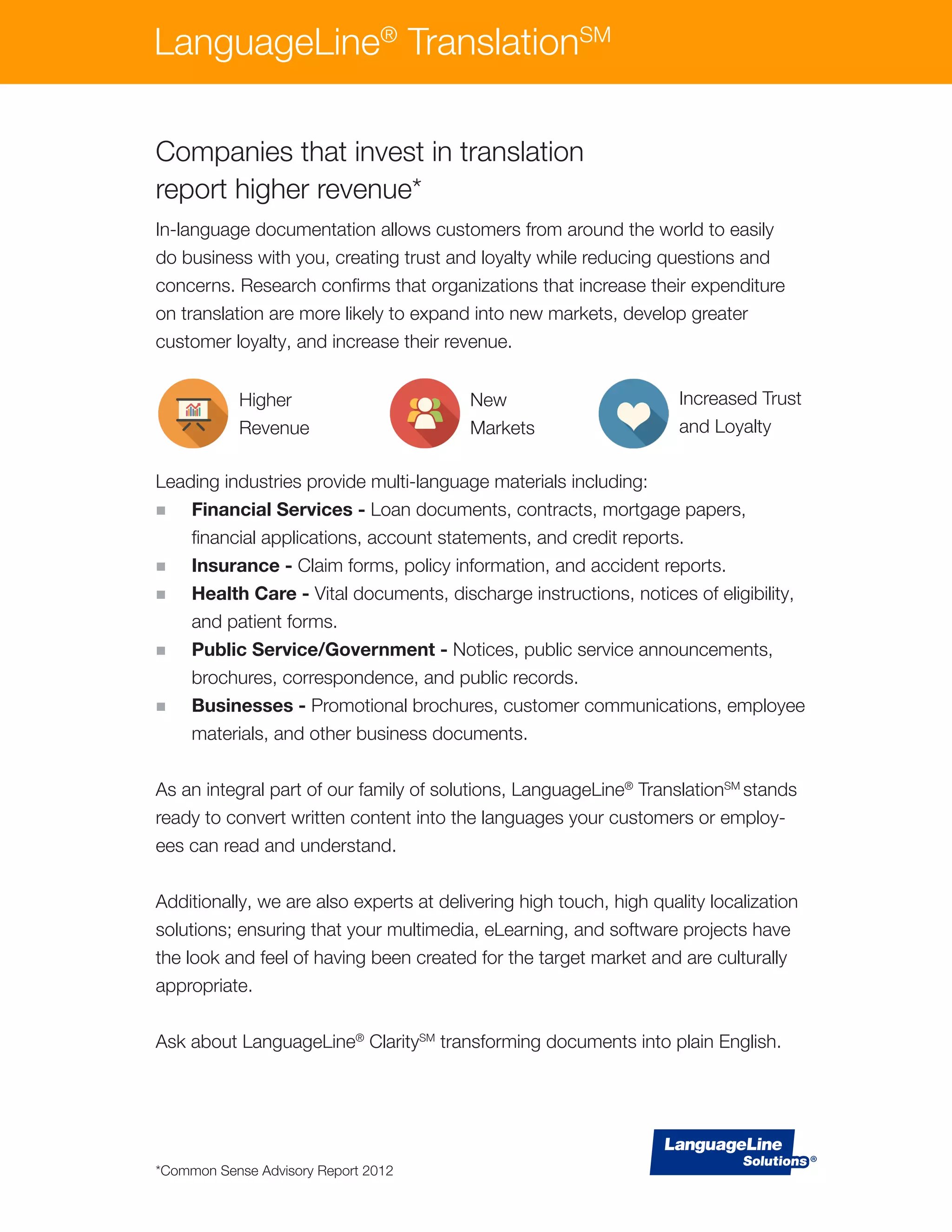 LanguageLine Translation Brochure | PDF