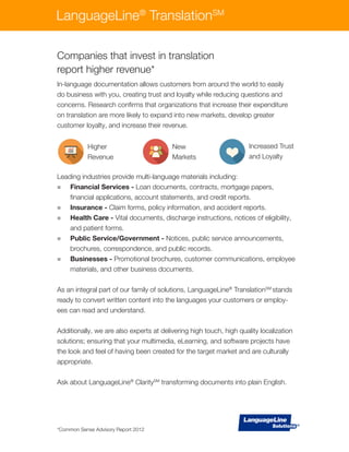 LanguageLine Translation Brochure | PDF