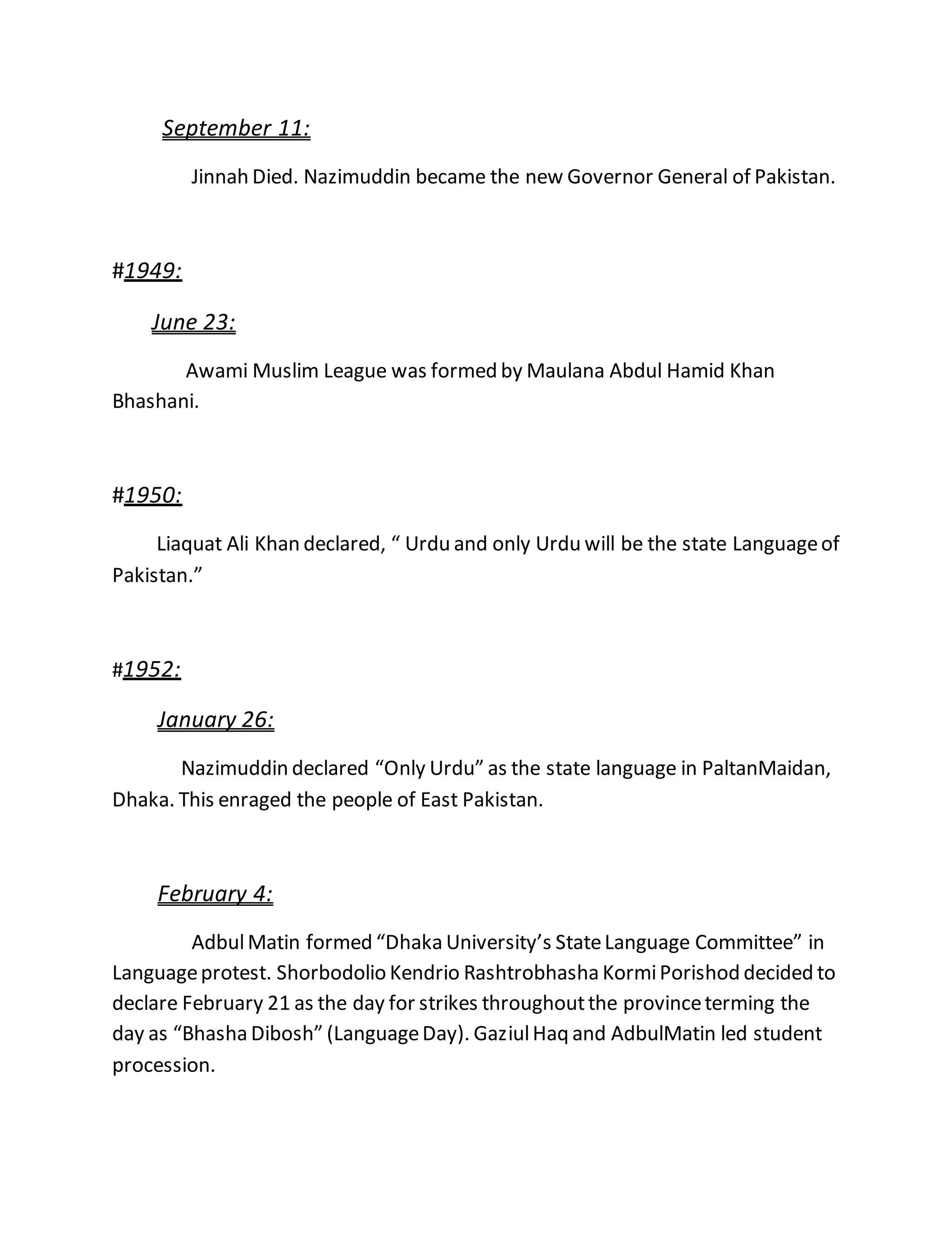 Language movement of Bangladesh 1952 | DOCX