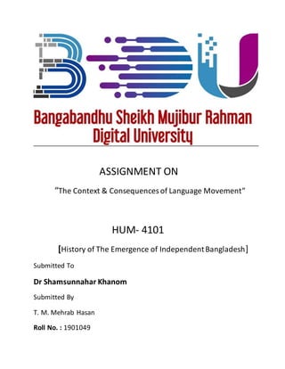 Language movement of Bangladesh 1952 | DOCX