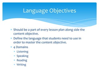 Language Objectives | PPTX