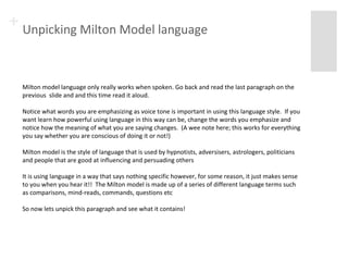 Language of Influence and Persuasion - introduction to the NLP Milton ...