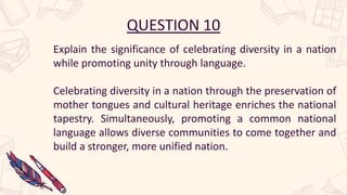 LANGUAGE OF UNITY AND SOLIDARITY NOTES AND QUESTIONS | PPT