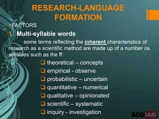 Language of Research- Adrian Teves Divino | PPTX