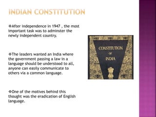 Language policy as specified in indian constitution | PPTX
