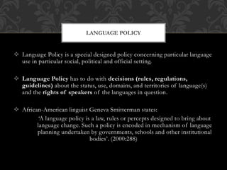 Language policy dilemma in pakistan | PPTX