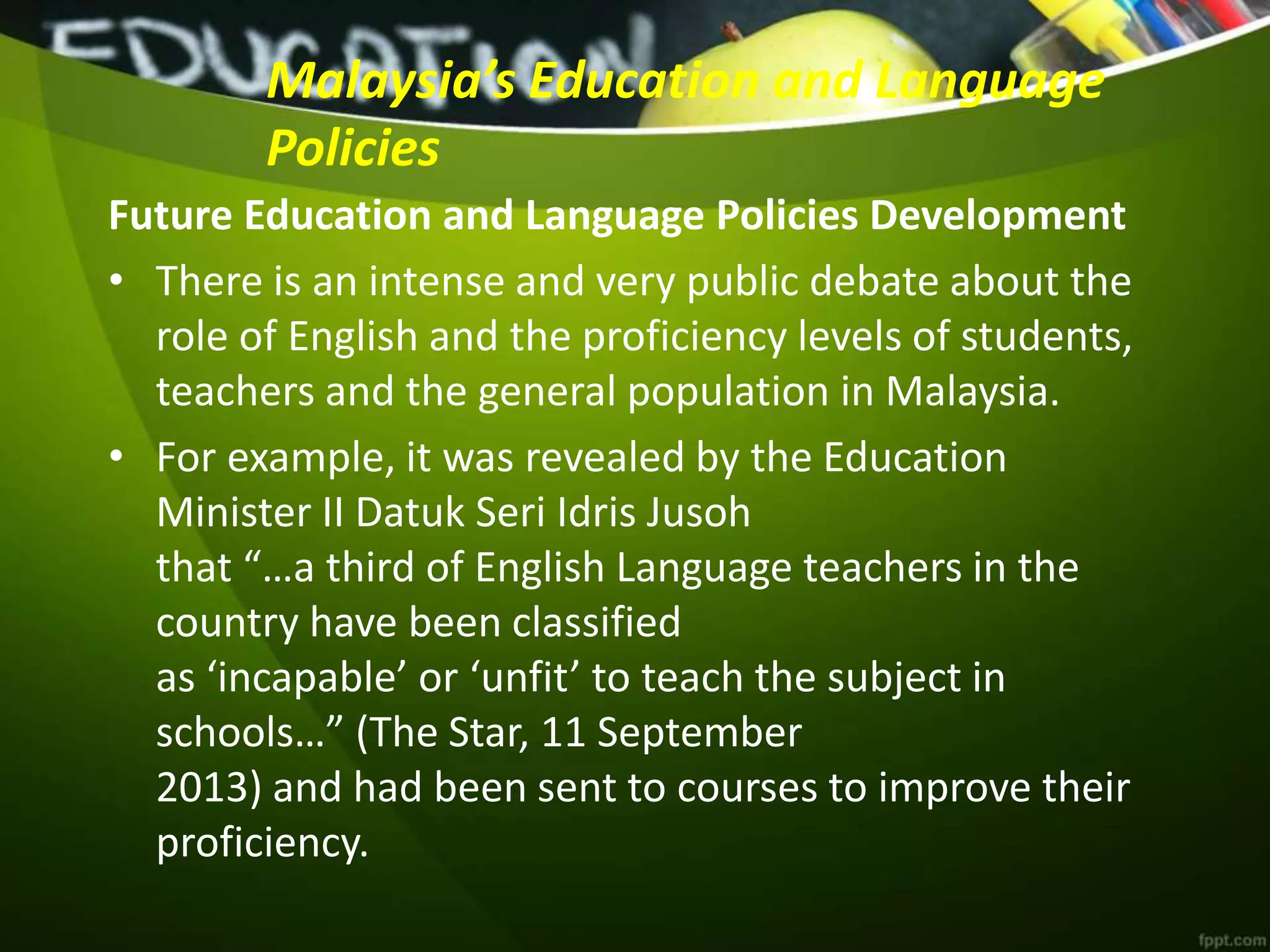 Language policy in malaysia | PPTX