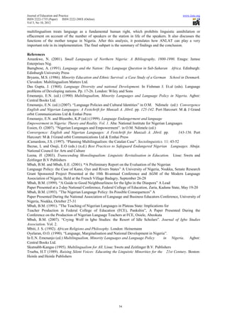 Language policy, mothertongue education and the role of the nigerian ...