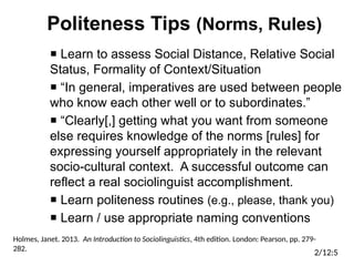 LANGUAGE & POLITENESS_Handout university | PPTX