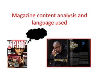 Language used inside HipHop magazines | PPT
