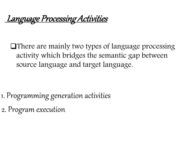 Language processing activity | PPTX | Programming Languages | Computing