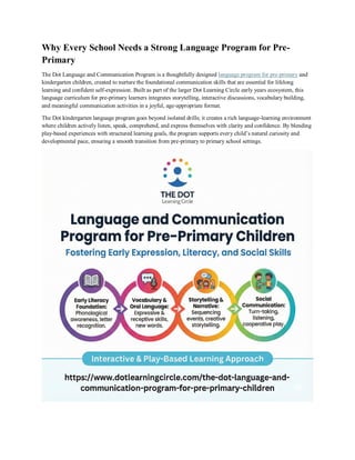 Language Program for Pre Primary Children | PDF